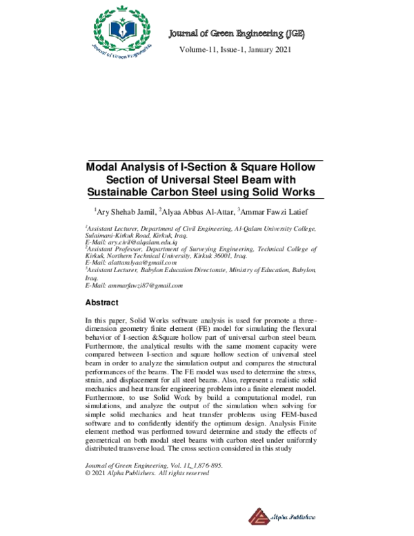 (PDF) Modal Analysis of I-Section & Square Hollow Section of Universal Steel Beam with ...