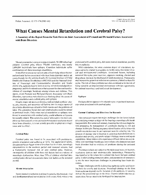 (PDF) What Causes Mental Retardation and Cerebral Palsy?