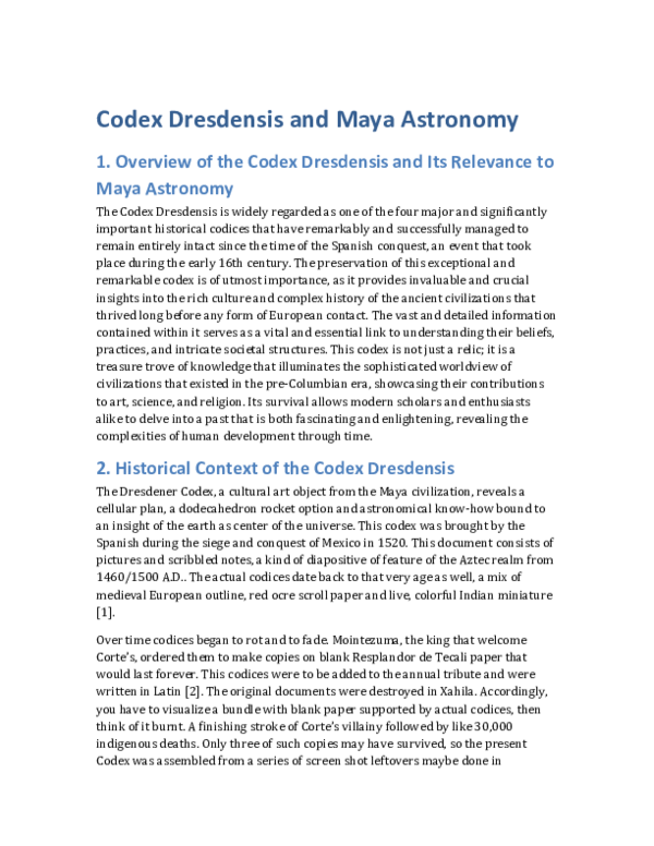 (PDF) Codex Dresdensis and Maya Astronomy