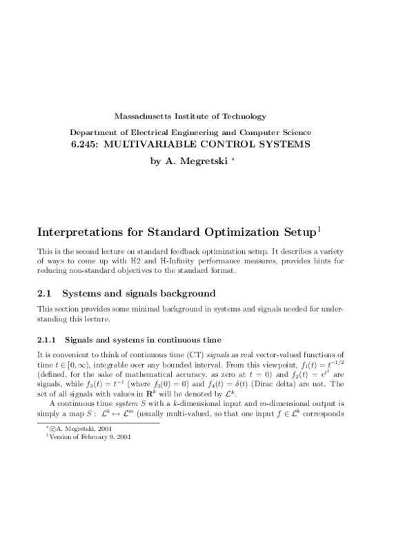 (PDF) Interpretations for Standard Optimization Setup