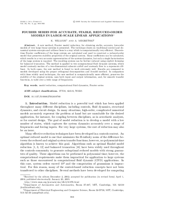 (PDF) Fourier Series for Accurate, Stable, Reduced-Order Models in Large-Scale Linear Applications