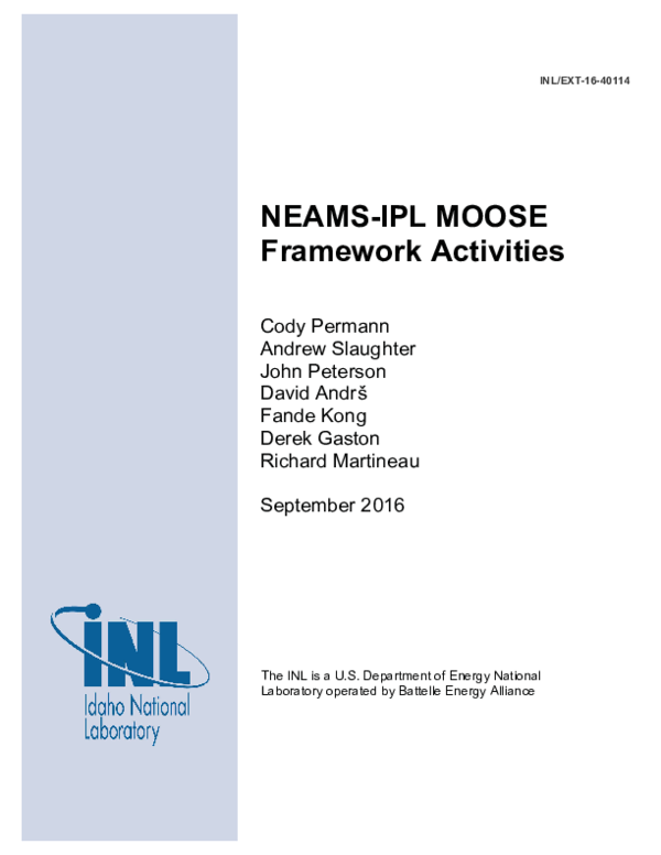 (PDF) NEAMS-IPL MOOSE Framework Activities 2017