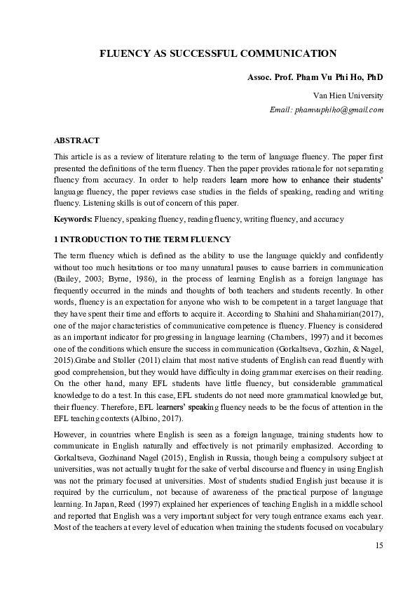 (PDF) Fluency as Successful Communication