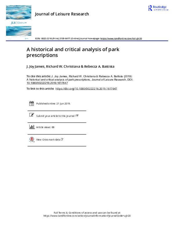 (PDF) A historical and critical analysis of park prescriptions