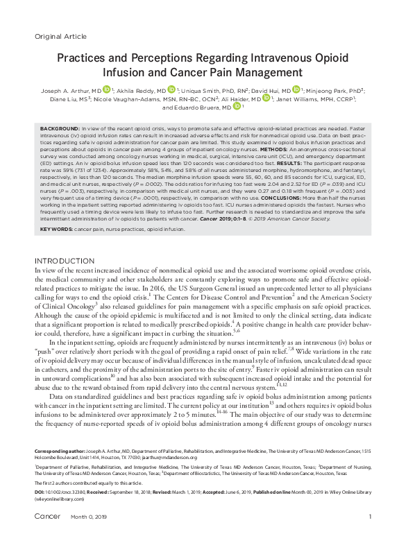(PDF) Practices and perceptions regarding intravenous opioid infusion ...