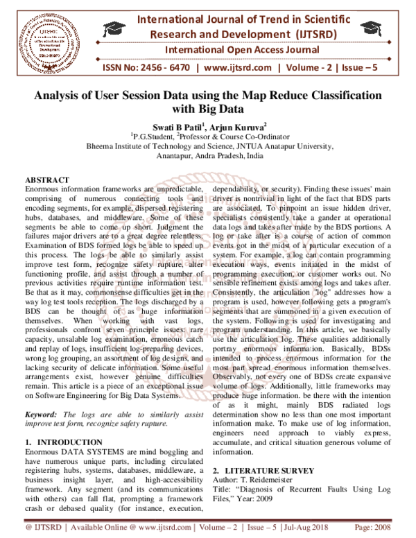 (PDF) Analysis of User Session Data using the Map Reduce Classification with Big Data
