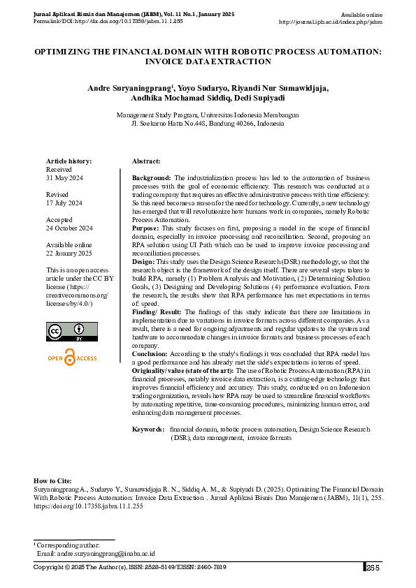 (PDF) Optimizing The Financial Domain With Robotic Process Automation: Invoice Data Extraction