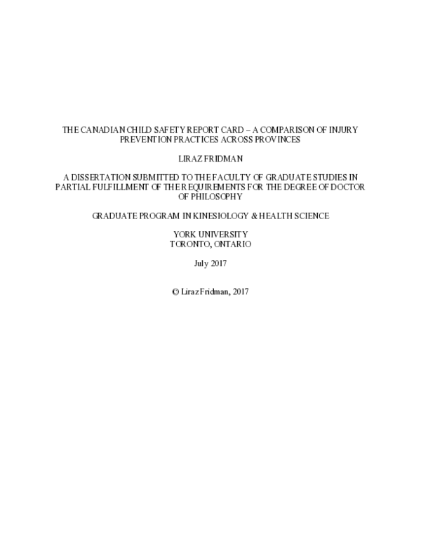 (PDF) Canadian Child Safety Report Card: a comparison of injury ...