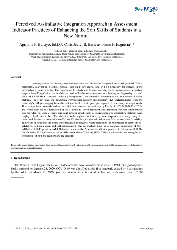 (PDF) Perceived Assimilative Integration Approach in Assessment ...