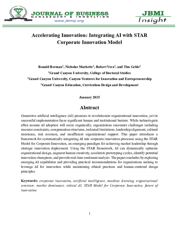 (PDF) Accelerating Innovation: Integrating AI with STAR Corporate ...