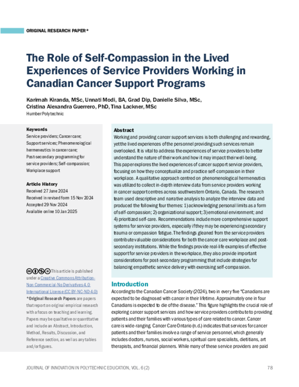 (PDF) The Role of Self-Compassion in the Lived Experiences of Service ...