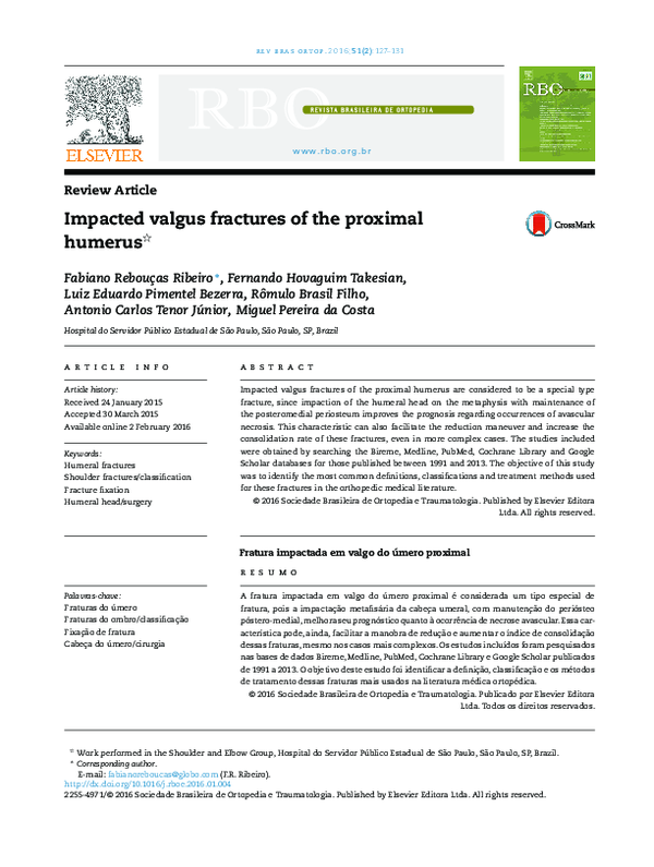 (PDF) Impacted valgus fractures of the proximal humerus