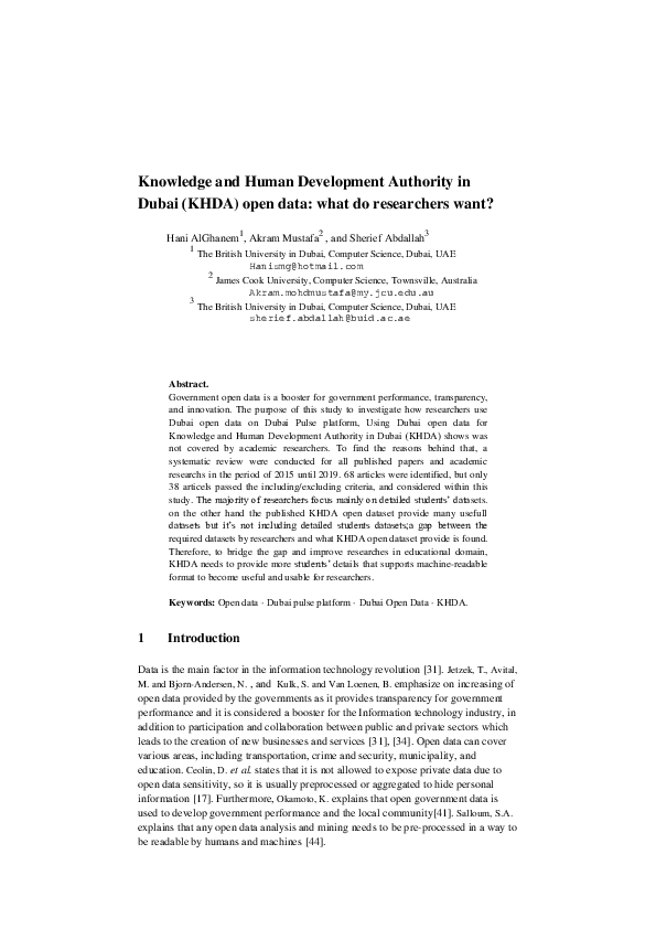 (PDF) Knowledge and Human Development Authority in Dubai )KHDA) open ...