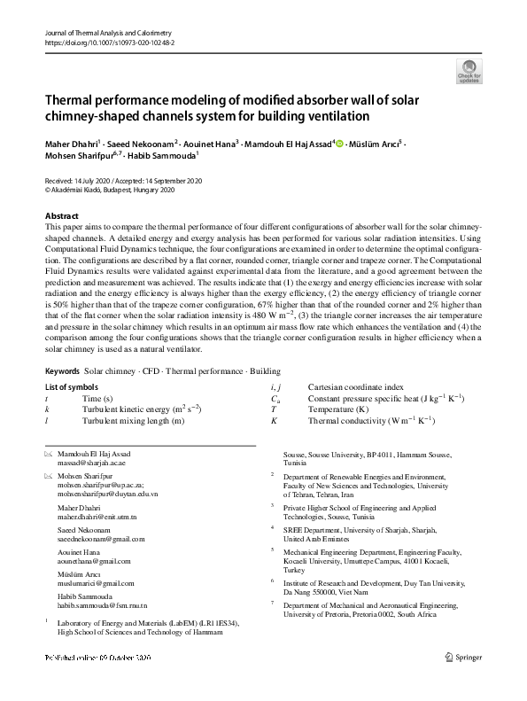 (PDF) Thermal performance modeling of modified absorber wall of solar ...