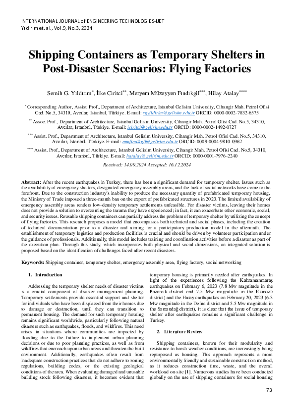 (PDF) Shipping Containers as Temporary Shelters in Post-Disaster ...
