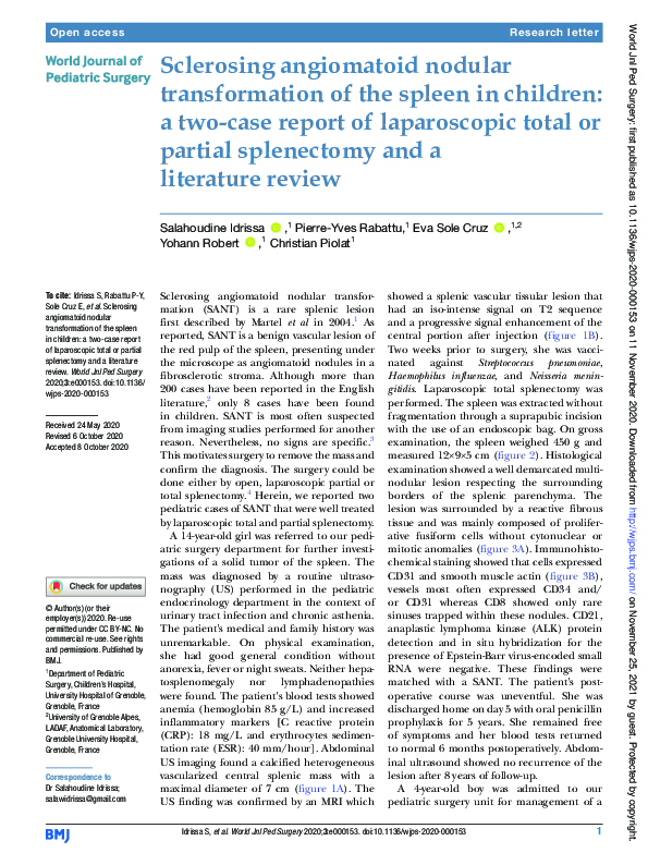 (PDF) Sclerosing angiomatoid nodular transformation of the spleen in ...