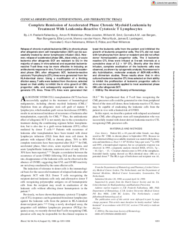 (PDF) Complete Remission of Accelerated Phase Chronic Myeloid Leukemia ...