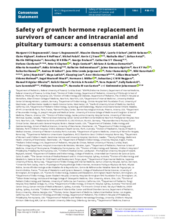 (PDF) Safety of growth hormone replacement in survivors of cancer and ...