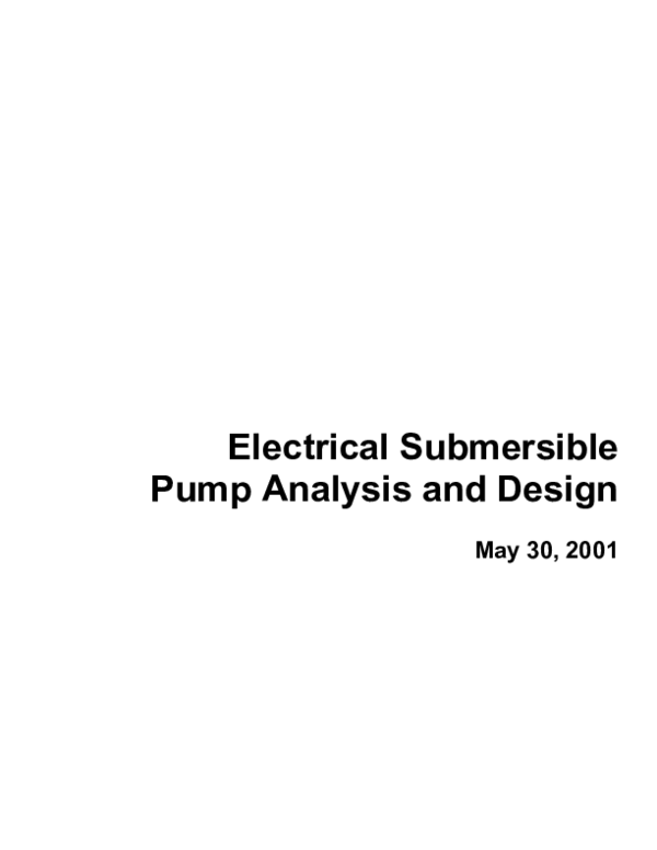 (PDF) Electrical Submersible Pump Analysis and Design