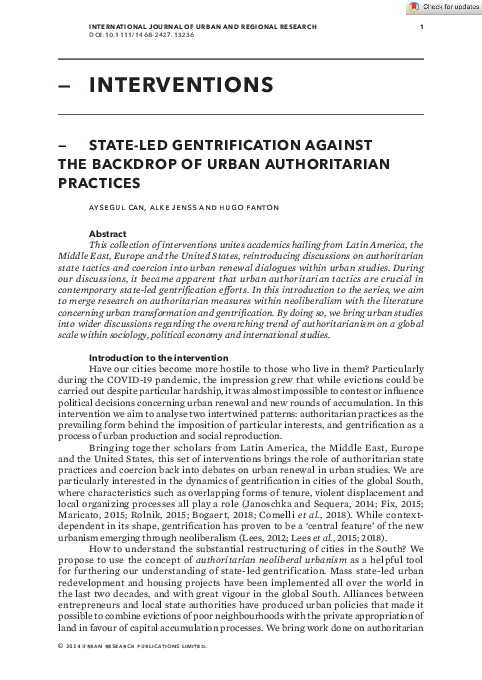 (PDF) STATE-­ LED GENTRIFICATION AGAINST THE BACKDROP OF URBAN ...