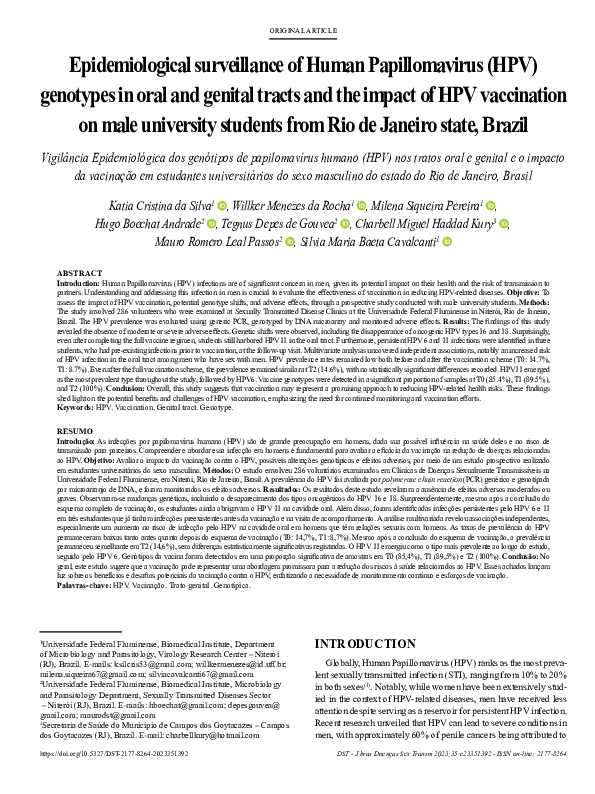 (PDF) The Epidemiological surveillance of Human Papillomavirus (HPV ...