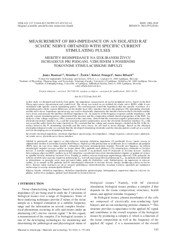 (PDF) Measurement of bio-impedance on an isolated rat sciatic nerve ...