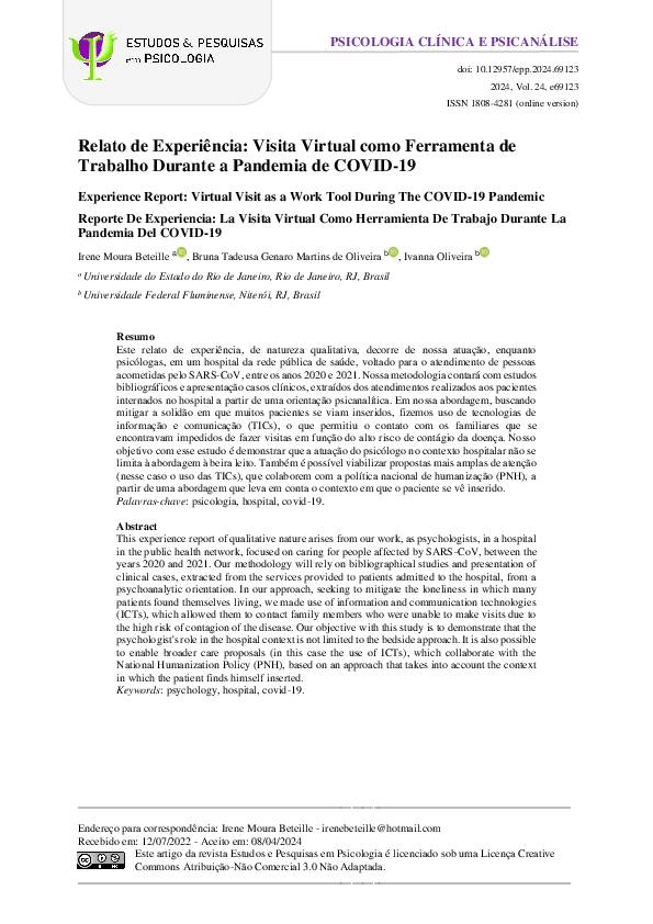 (PDF) Relato de Experiência: Visita Virtual como Ferramenta de Trabalho ...