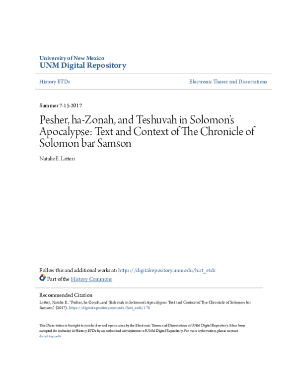 (PDF) Pesher, ha-Zonah, and Teshuvah in Solomon’s Apocalypse: Text and ...