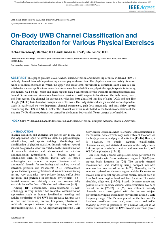 (PDF) On-Body UWB Channel Classification and Characterization for ...