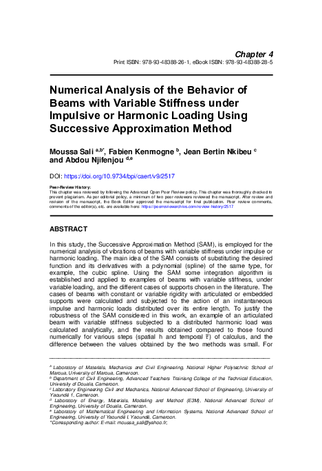 (PDF) Numerical Analysis of the Behavior of Beams with Variable Stiffness under Impulsive or ...