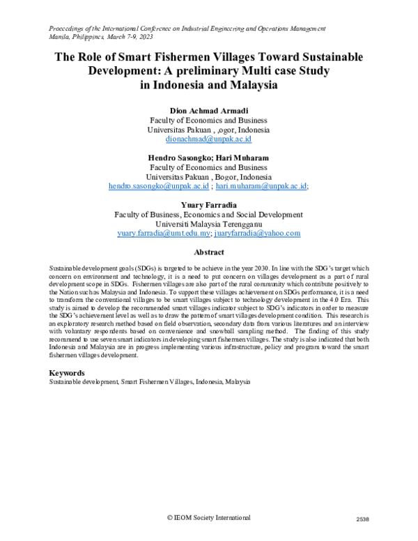 (PDF) The Role of Smart Fishermen Villages Toward Sustainable ...