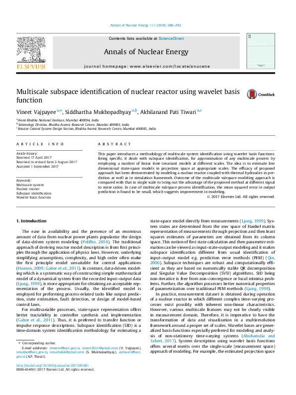 (PDF) Multiscale subspace identification of nuclear reactor using ...