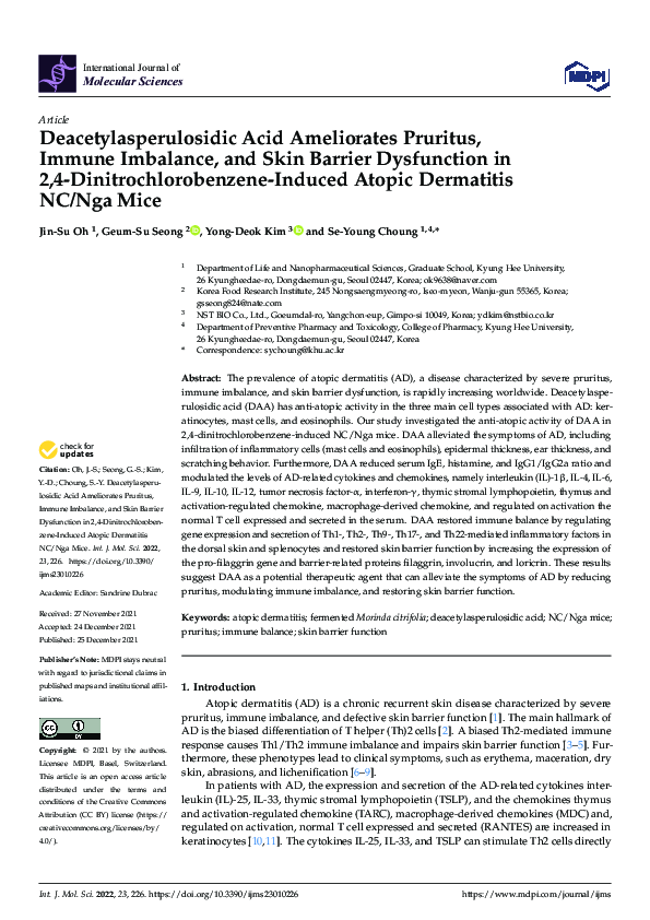 (PDF) Deacetylasperulosidic Acid Ameliorates Pruritus, Immune Imbalance ...