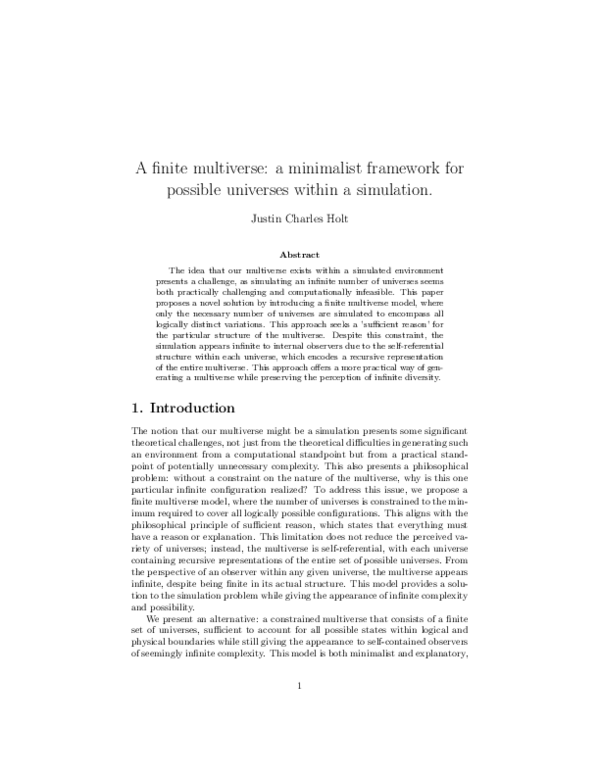 (PDF) A finite multiverse: a minimalist framework for possible ...