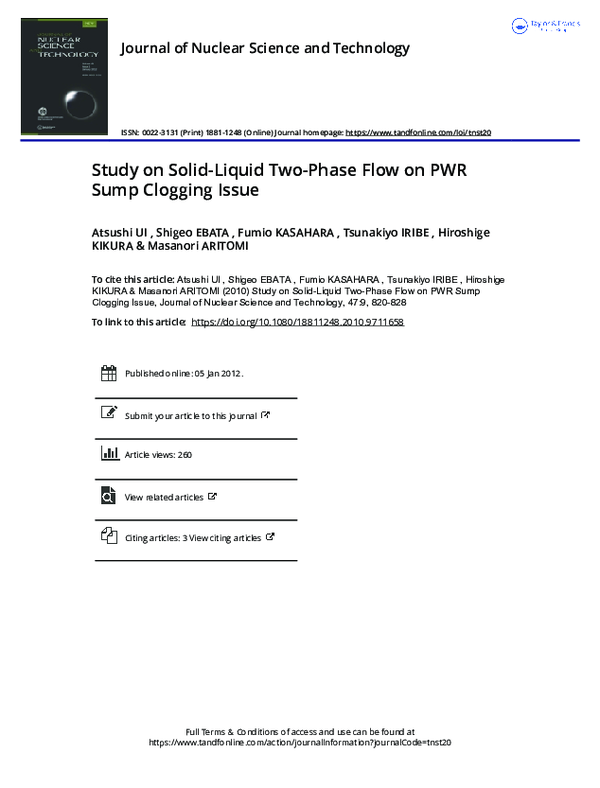 (PDF) Study on Solid-Liquid Two-Phase Flow on PWR Sump Clogging Issue