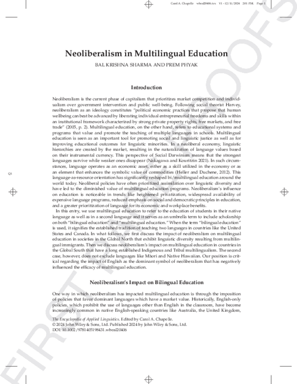(PDF) Neoliberalism in Multilingual Education
