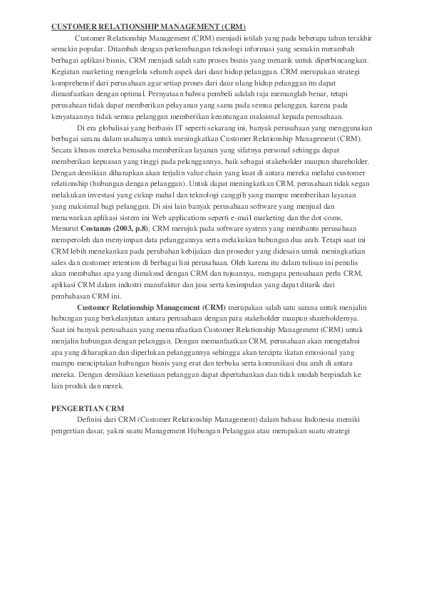 (PDF) CUSTOMER RELATIONSHIP MANAGEMENT CRM