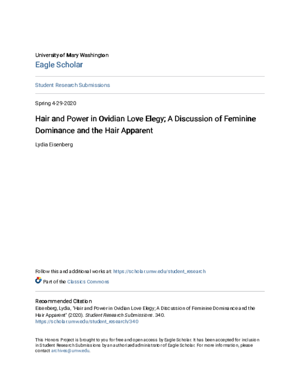 (PDF) Hair and Power in Ovidian Love Elegy; A Discussion of Feminine ...
