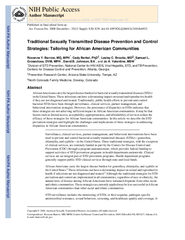(PDF) Traditional Sexually Transmitted Disease Prevention and Control ...