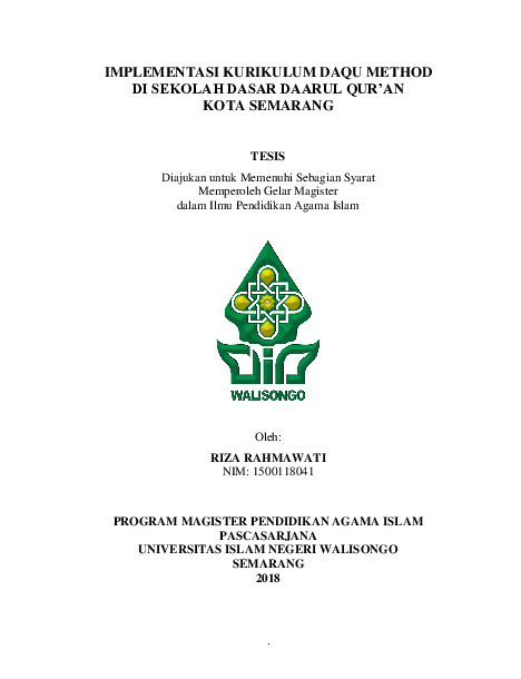 (PDF) Implementasi kurikulum DAQU method di Sekolah Dasar Daarul Qur’an ...