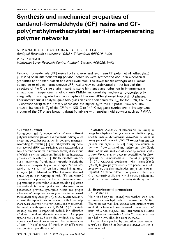(PDF) Synthesis and mechanical properties of cardanol-formaldehyde (CF ...