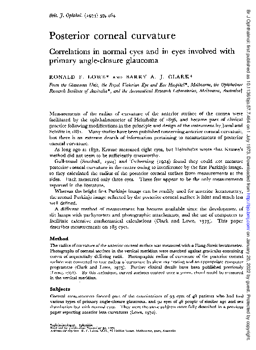 (PDF) Posterior corneal curvature. Correlations in normal eyes and in ...