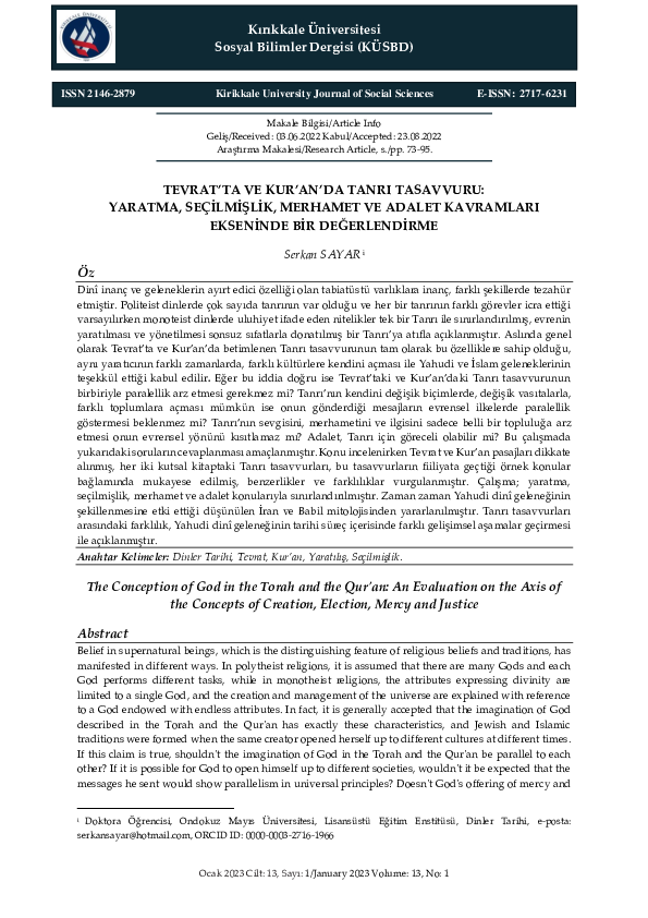 (PDF) The Conception of God in the Torah and the Qur'an: An Evaluation ...