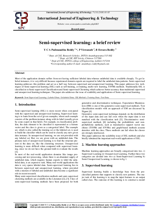 (PDF) Semi-supervised learning: a brief review