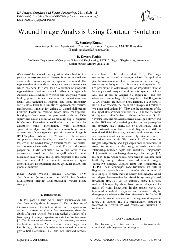 (PDF) Wound Image Analysis Using Contour Evolution