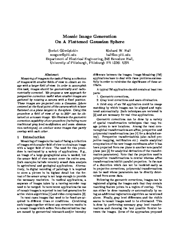 (PDF) Mosaic image generation on a flattened Gaussian sphere