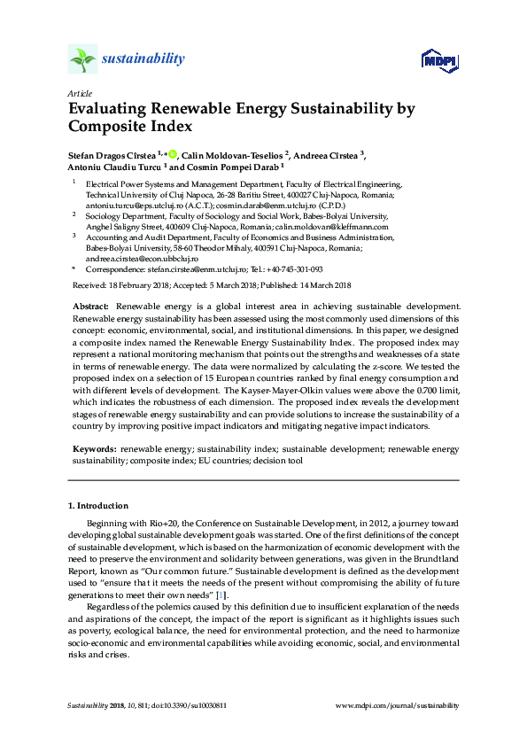 (PDF) Evaluating Renewable Energy Sustainability by Composite Index