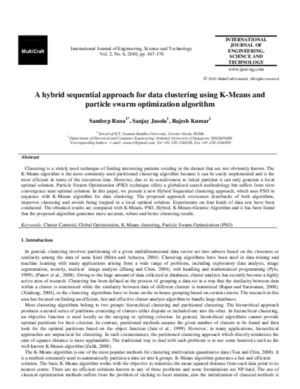 (PDF) A hybrid sequential approach for data clustering using K-Means and particle swarm ...