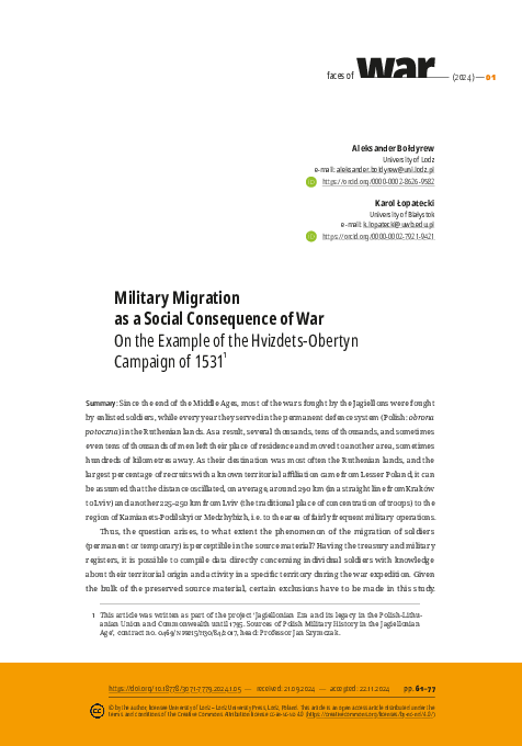 (PDF) Military Migration as a Social Consequence of War On the Example ...