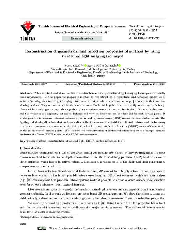 (PDF) Reconstruction of geometrical and reflection properties of surfaces by using structured ...